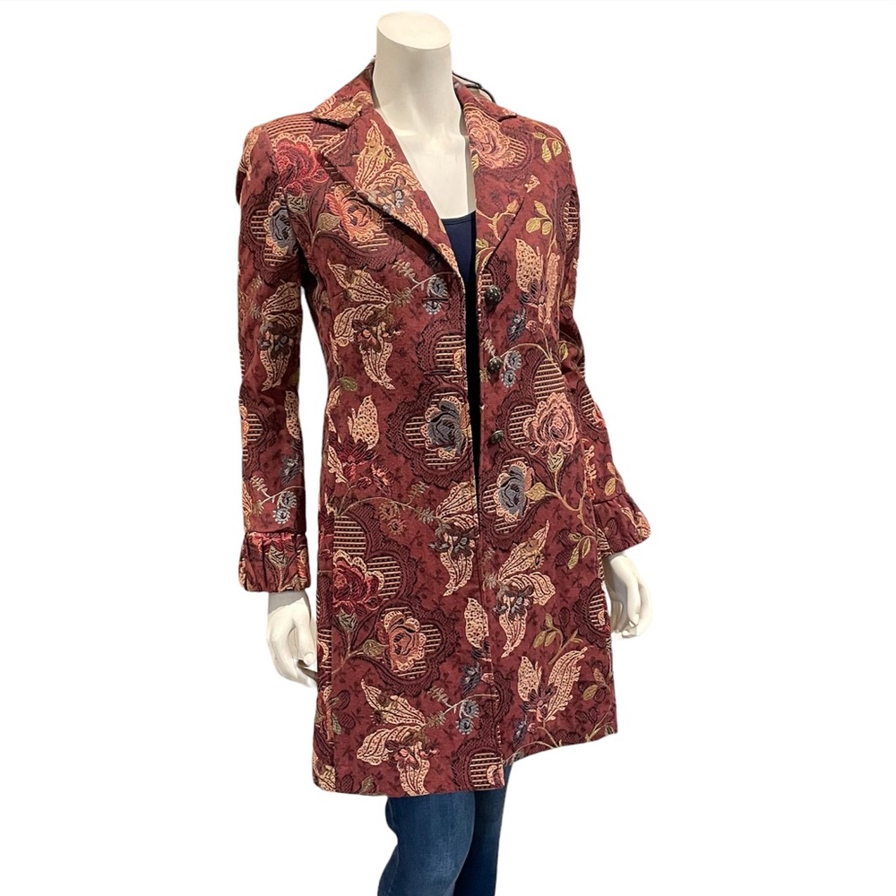 Cabi Jacobean Floral Brocade Tapestry Coat - Gem